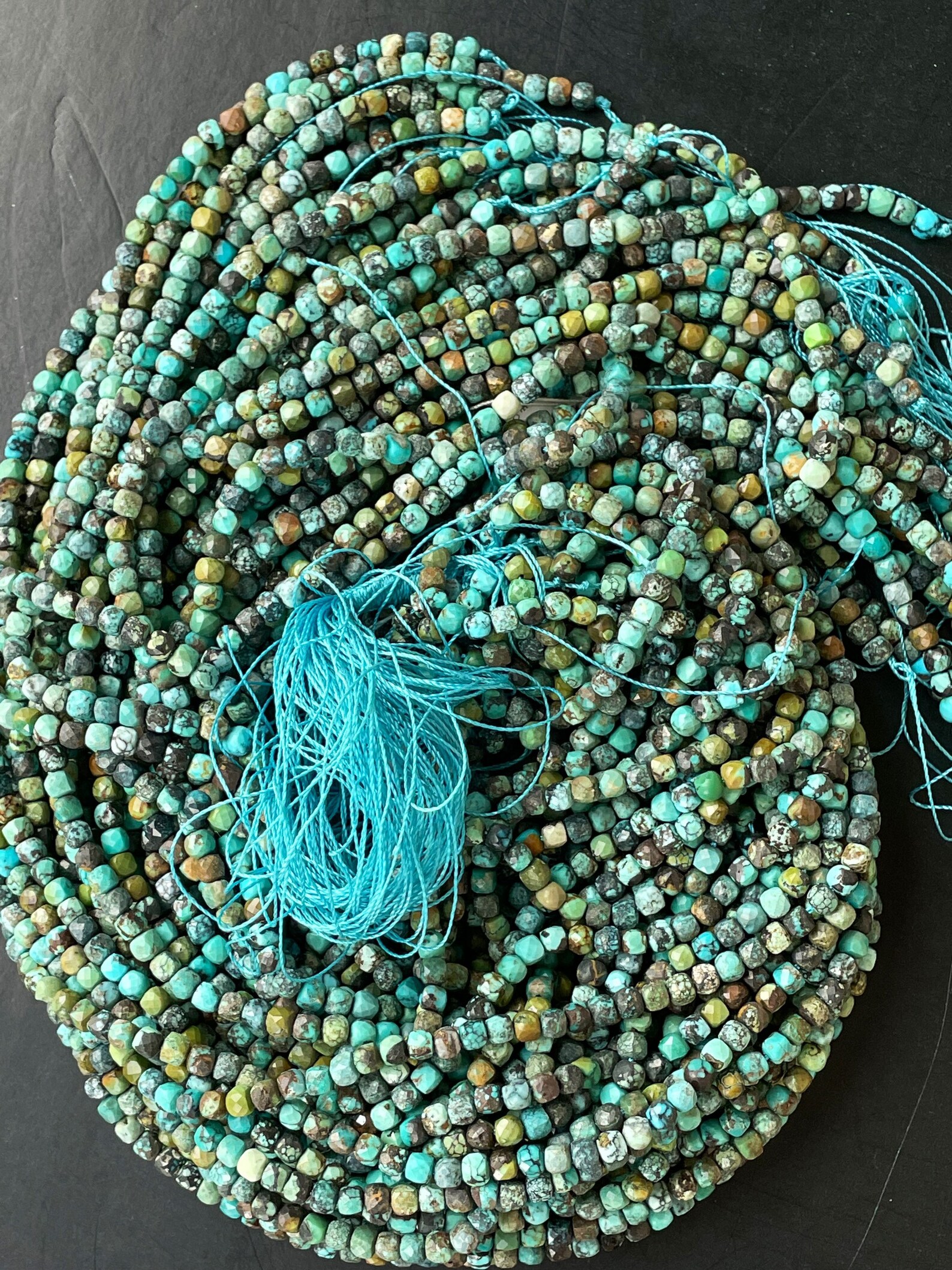 Natural Turquoise Stone Bead. Faceted 4mm Cube Shape Bead. Beautiful ...