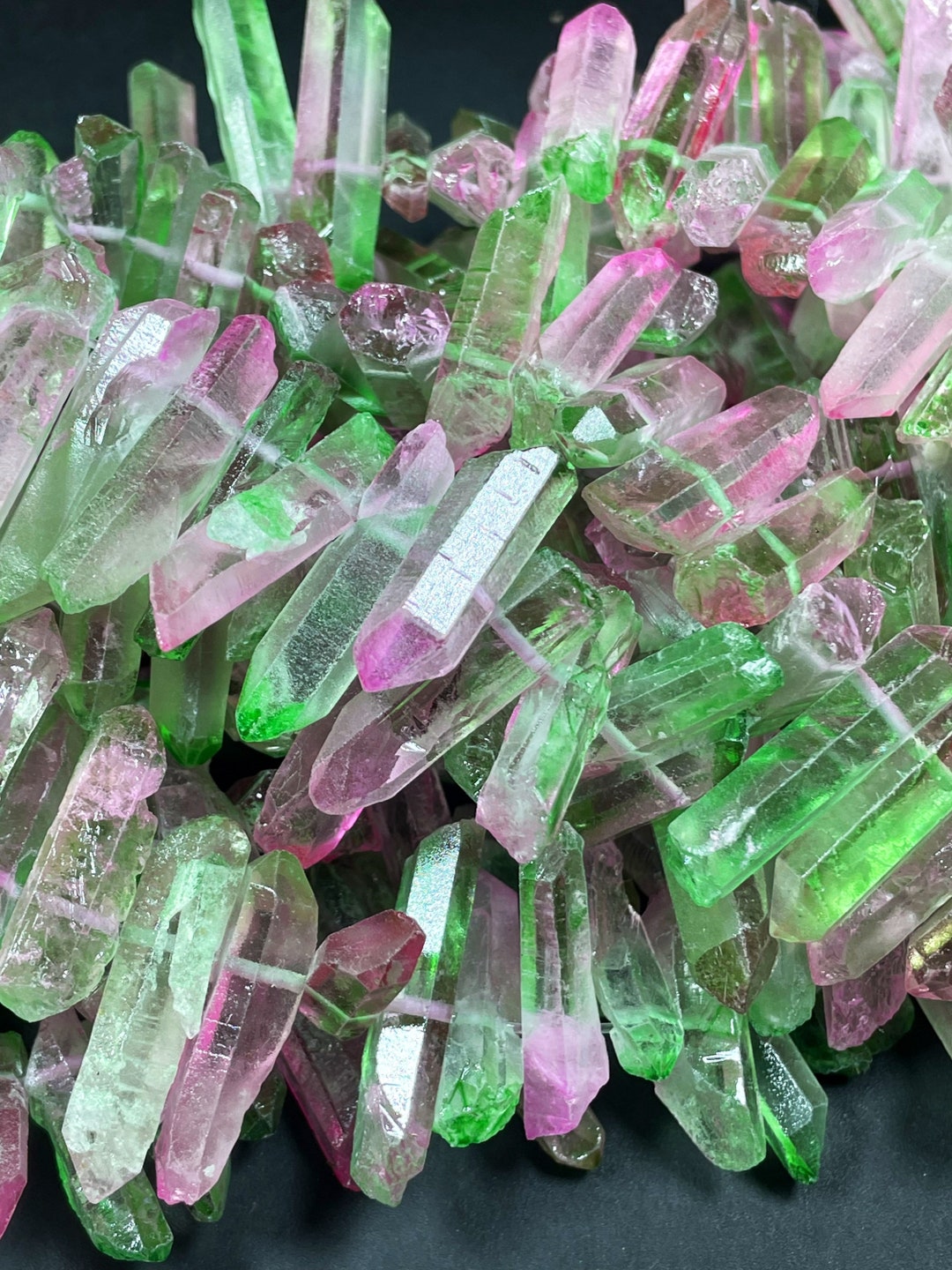 AAA Natural Rainbow Quartz Crystal Bead. Freedom Stick Shape. Beautiful ...