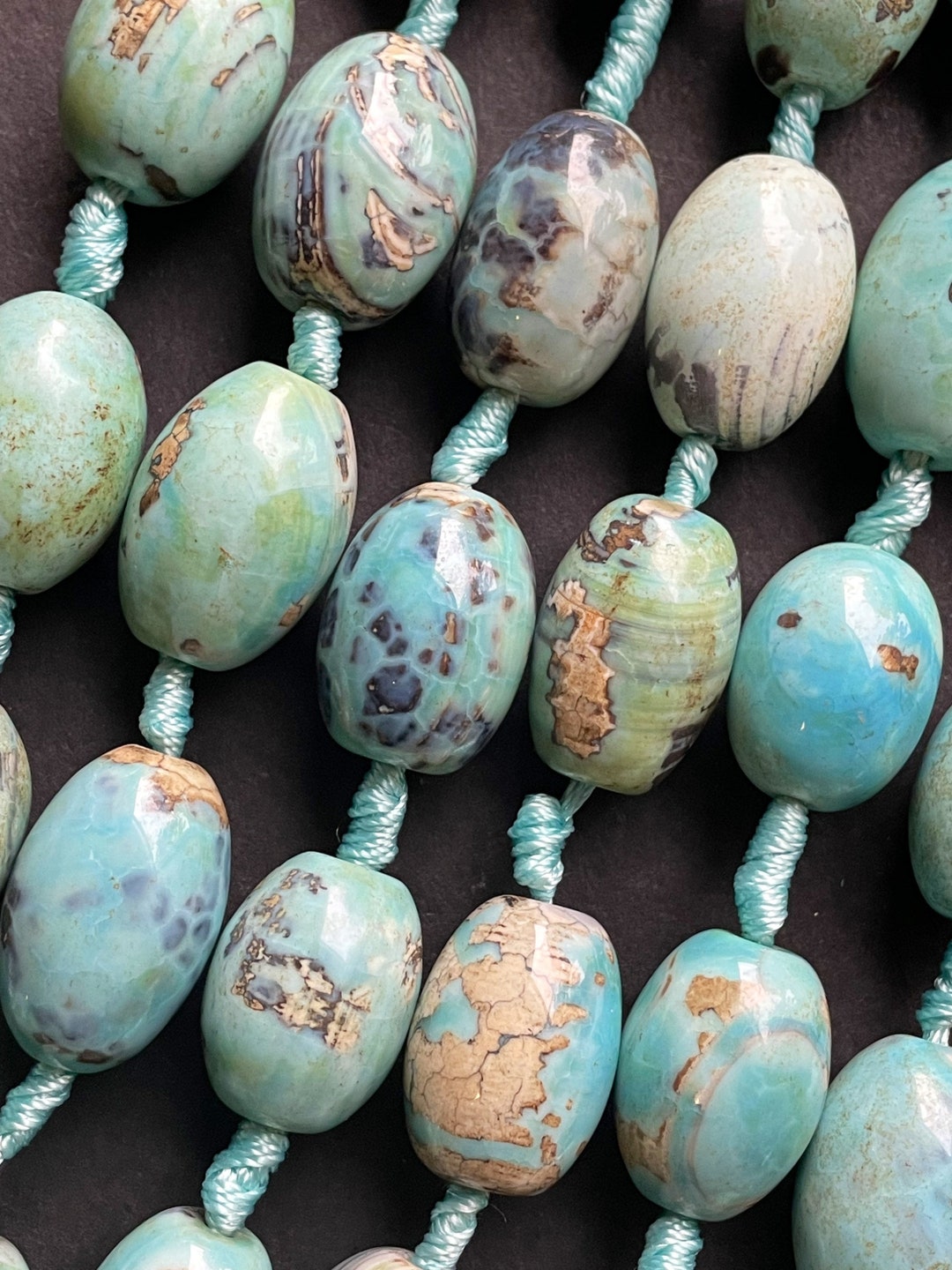 Beautiful Natural Dragon Skin Agate Stone Bead. 15x24mm Barrel Shape ...