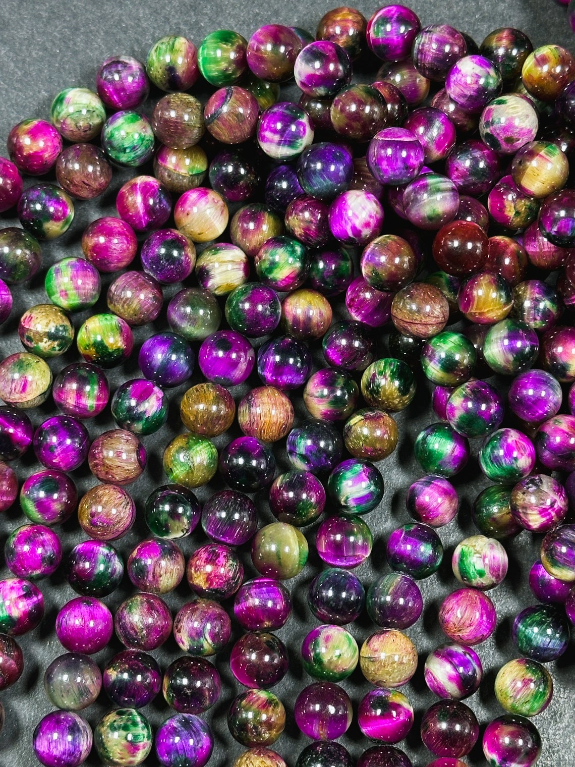 Beautiful Galaxy Fuchsia Pink Tiger Eye Gemstone 8mm Round Beads ...