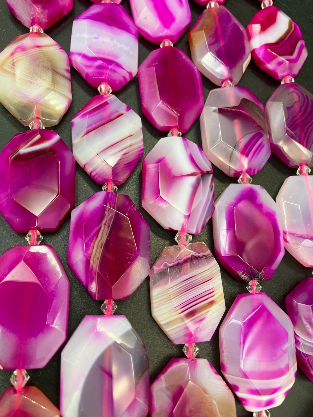 AAA Natural Botswana Stone Bead. 25x33 Rectangle Shape . Gorgeous Pink ...