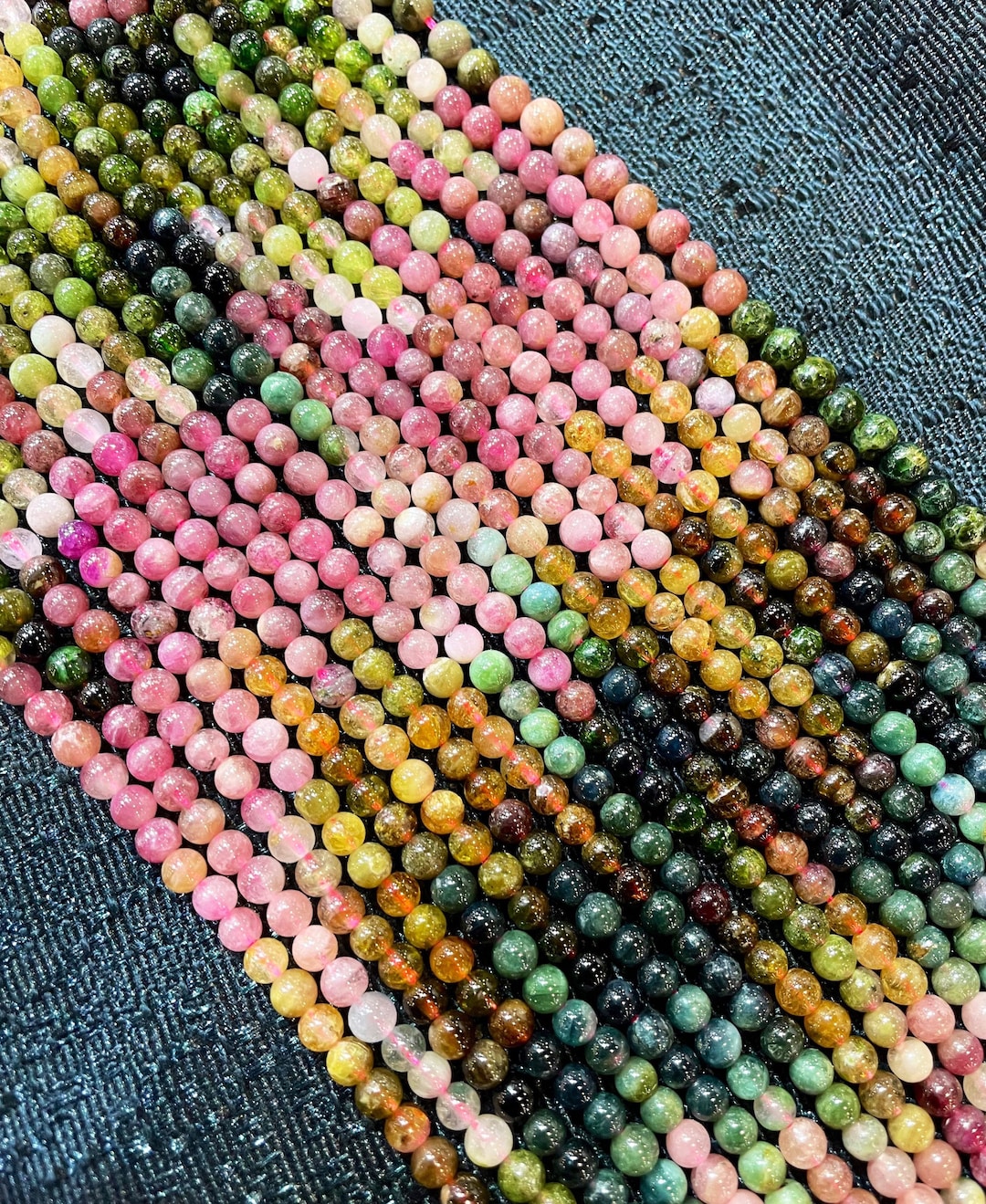 AAA Natural Watermelon Turmaline Stone Bead. 3mm 4mm Round Bead ...