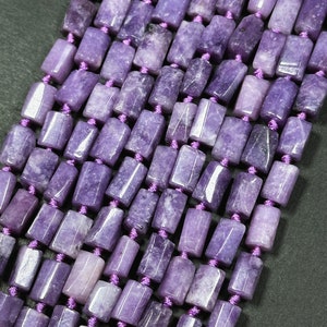 Natural Lepidolite Gemstone Bead Faceted 10x6mm Tube Shape Bead ...
