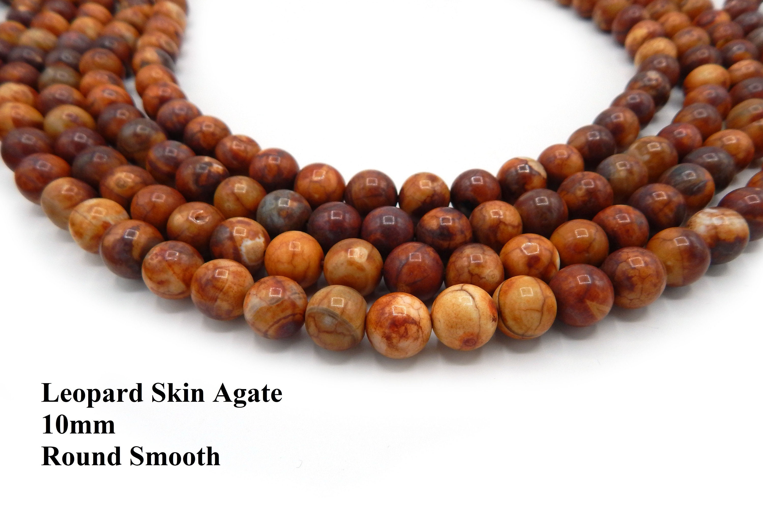 NATURAL Gemstone Brown Leopard Skin Agate Smooth Round 10mm | Etsy
