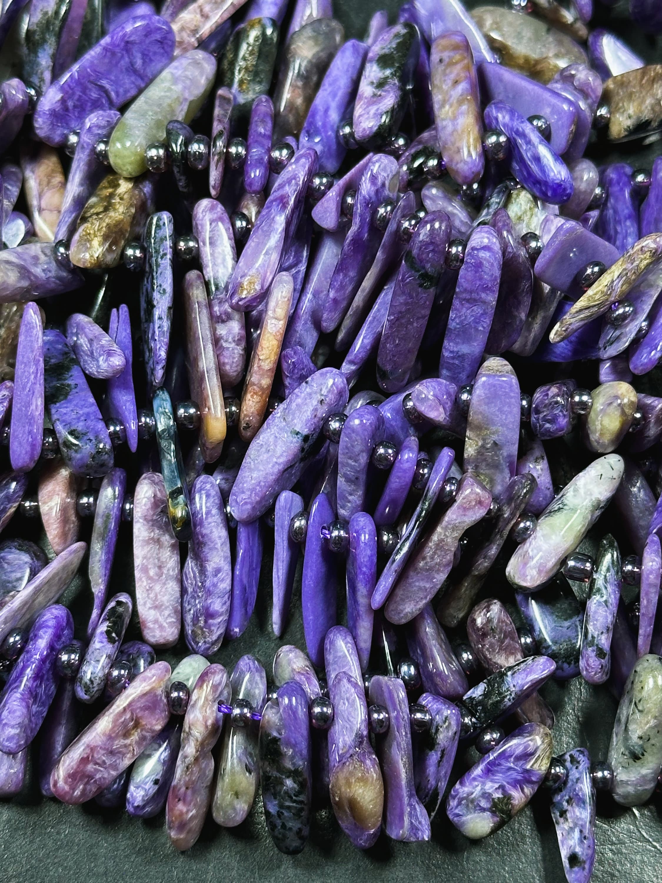 Natural Charoite Gemstone Bead Graduated Stick Shape, Beautiful Natural ...