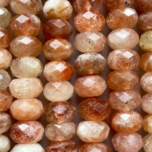 Natural Fire Sunstone Bead. Faceted 5x7mm 6x10mm Rondelle Bead ...