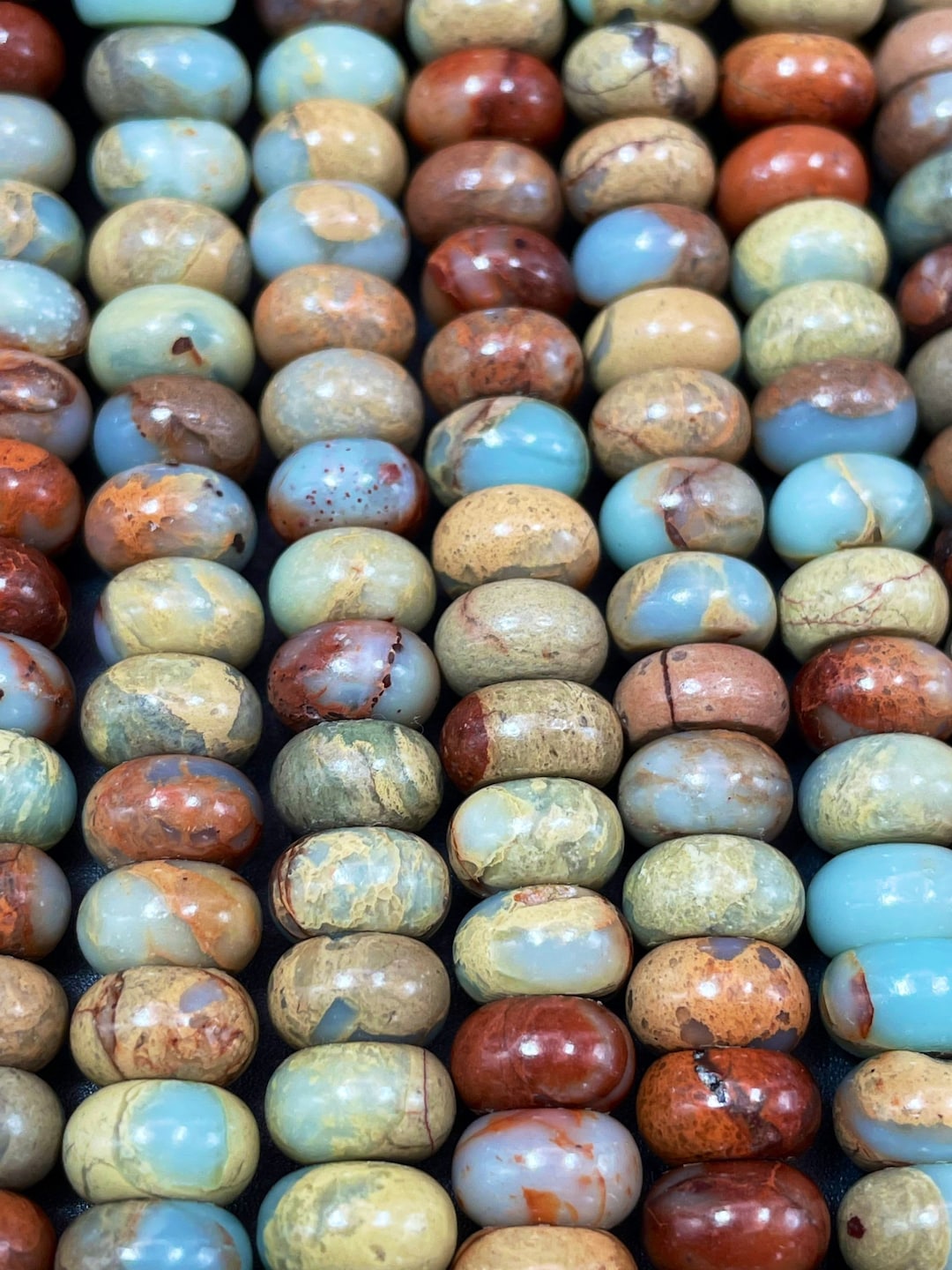 AAA Natural Sea Sediment Jasper Bead. 5x8mm Rondelle Shape Bead ...