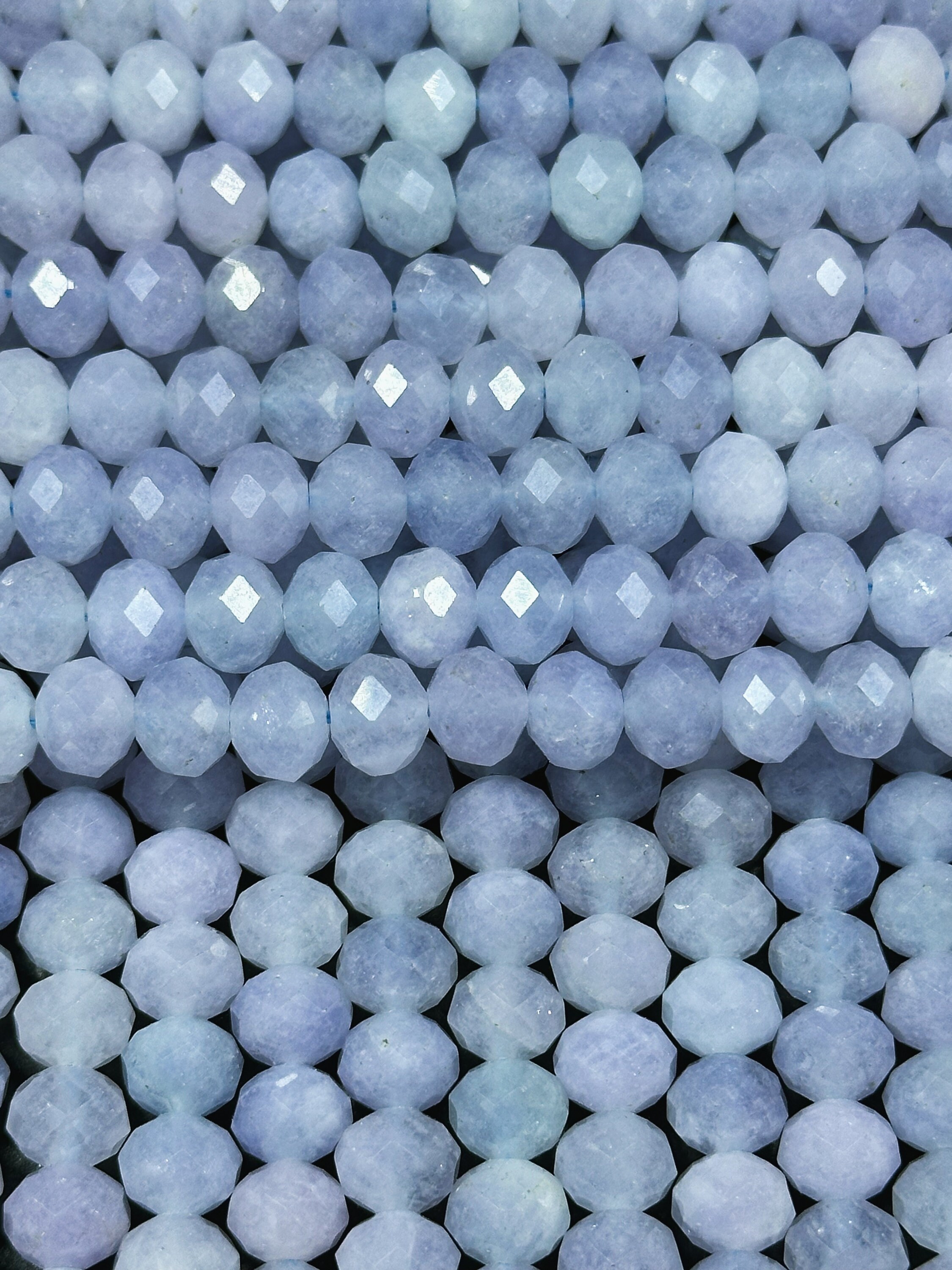 Natural Blue Lace Agate Gemstone Bead Faceted 8x6mm Rondelle Shape Bead ...