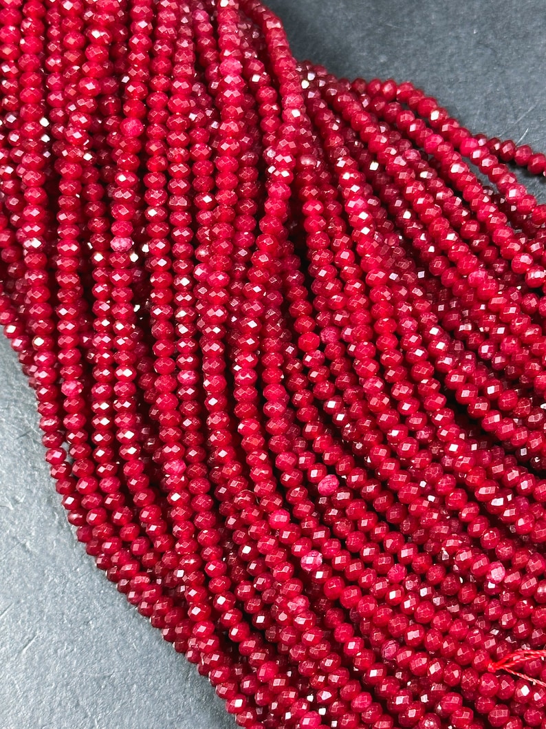 Natural Red Jade Gemstone Bead Faceted 3mm Rondelle Shape Bead ...