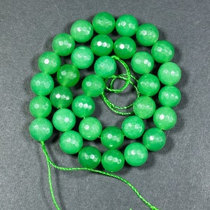 Natural Green Jade Gemstone Bead Faceted 12mm Round Bead, Beautiful ...