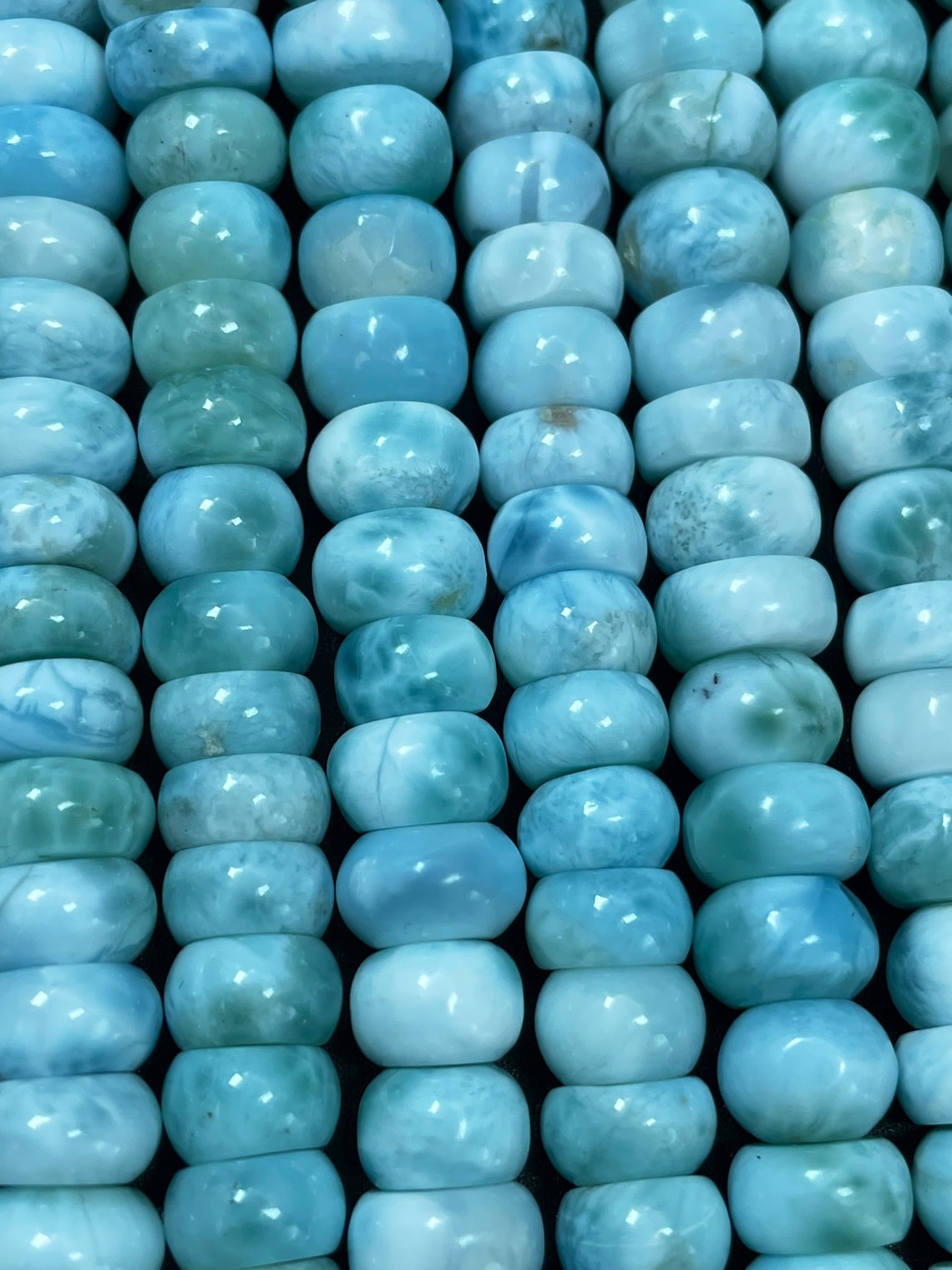 AA +100% Natural Larimar Gemstone Bead. 8mm Rondelle Shape. Beautiful ...