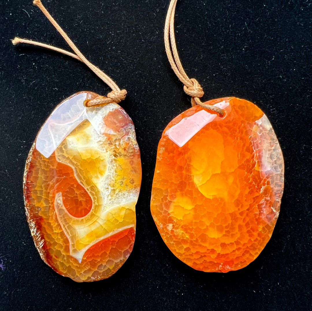 Natural Druzy Agate Unique Free Form Shape Gorgeous Orange Color Loose ...