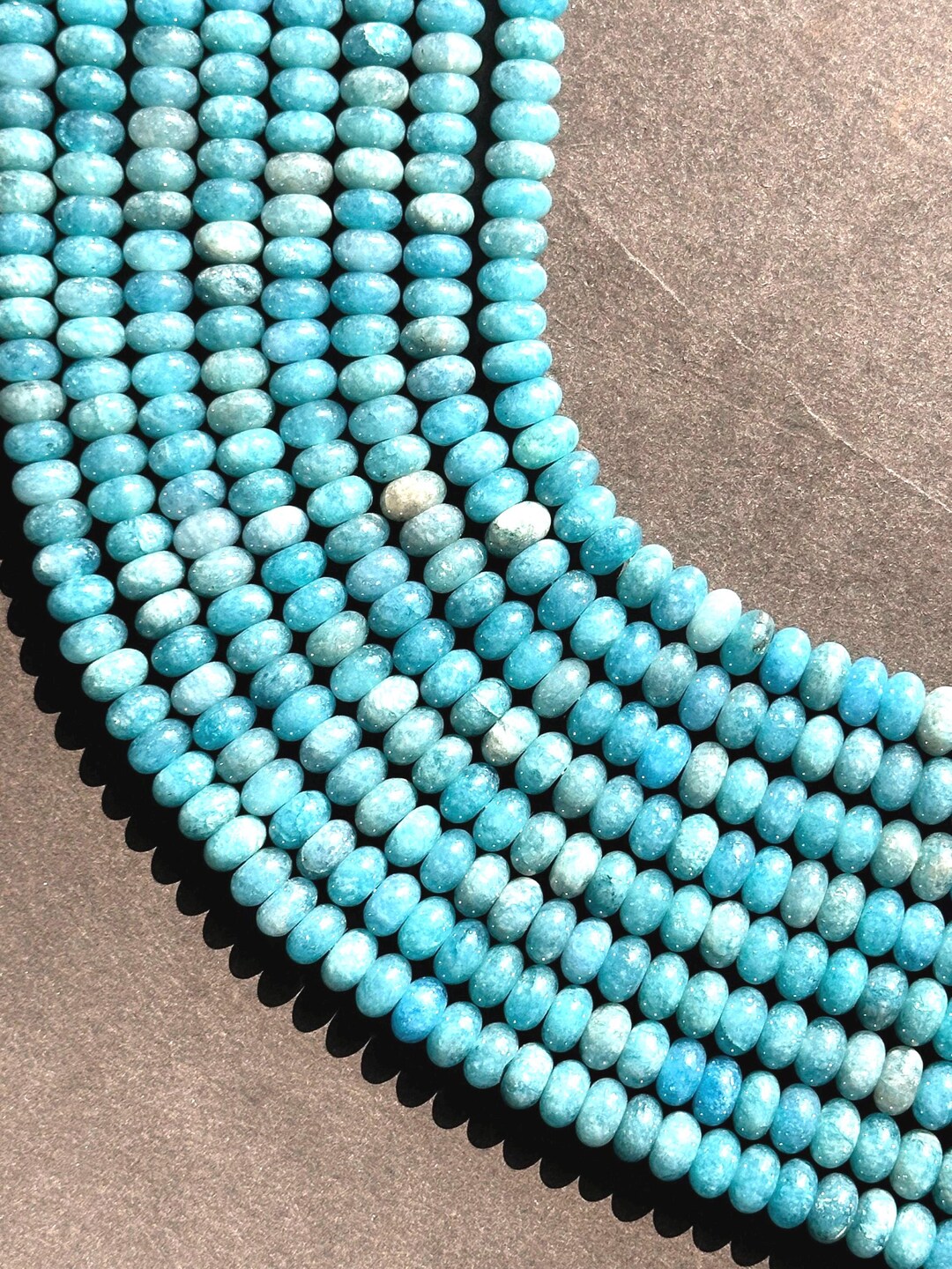 Beautiful Dark Teal Blue Jade Gemstone Bead 8x5mm Smooth Rondelle Beads ...