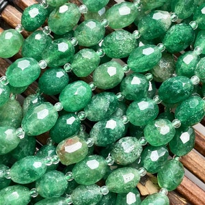 Natural Green Strawberry Quartz Stone Bead. Faceted 10x12mm Barrel ...
