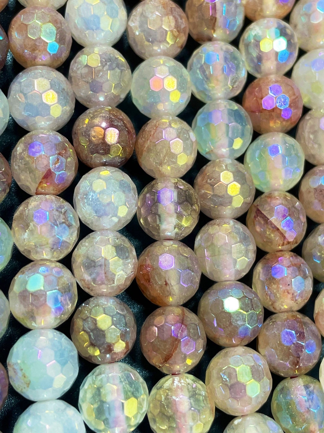 Natural Mystic Rainbow Red Quartz Crystal Bead. 6mm 8mm 10mm Round Bead ...