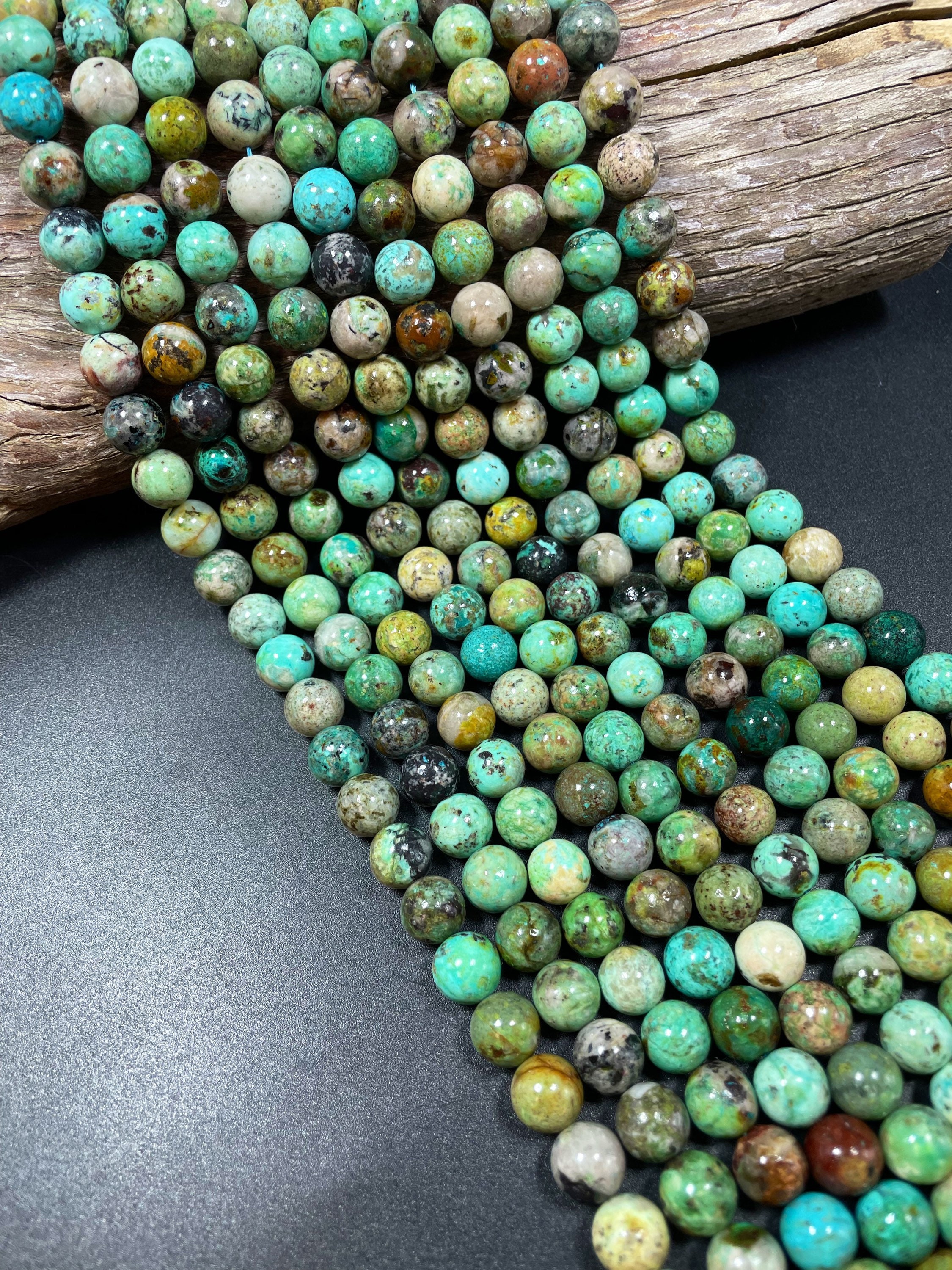 AA Natural Peru Turquoise Gemstone Bead. 8mm 10mm Round Bead. Natural ...