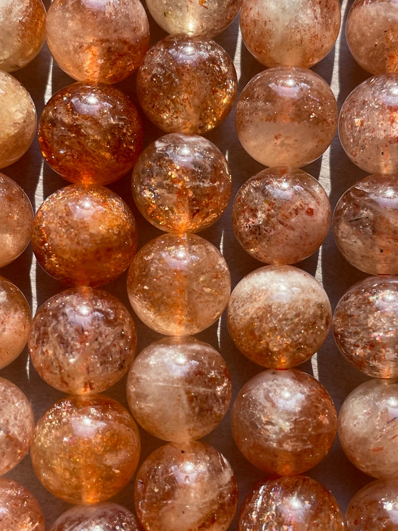 AAA Natural Fire Sunstone Bead. 6mm8mm10mm Round Smooth - Etsy