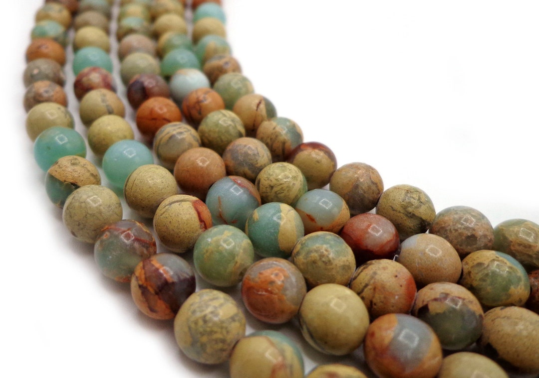 NATURAL Gemstone Sea Salmon Jasper, Smooth Round, 6mm,8mm,10mm Full ...