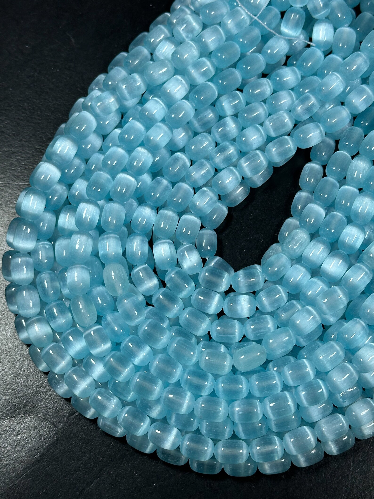 Natural Blue Selenite Gemstone Bead 12x8mm Tube Shape Bead, Beautiful ...