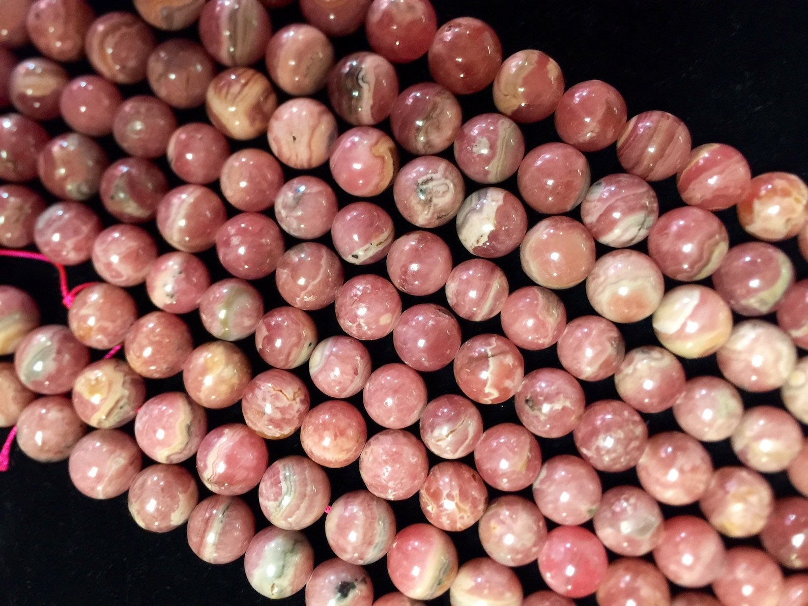 Natural rhodochrosite beads .4mm 6mm 6.5mm 8mm 10mm 12mm round | Etsy