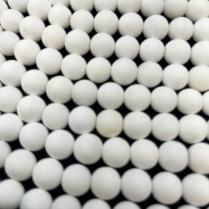 AAA Natural Matte White Shell Bead. 6mm 8mm 10mm Round Bead. Beautiful ...