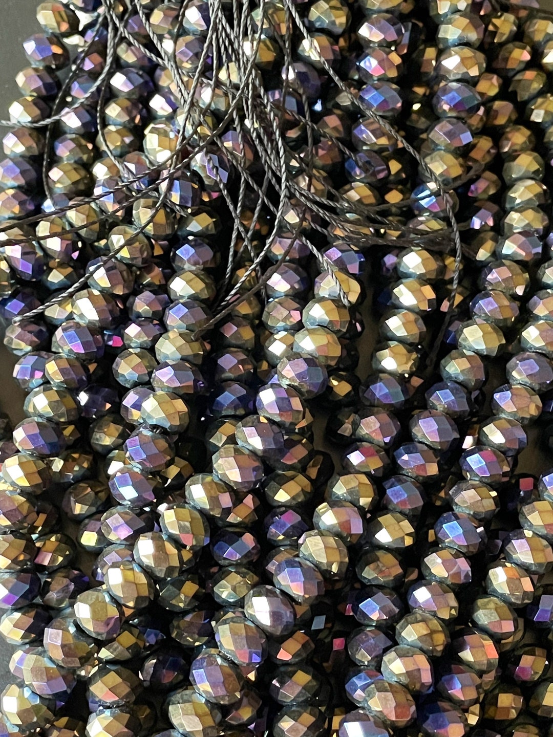 Mystic Black Onyx Stone Bead. Faceted 5x8mm Rondelle Bead. Beautiful ...
