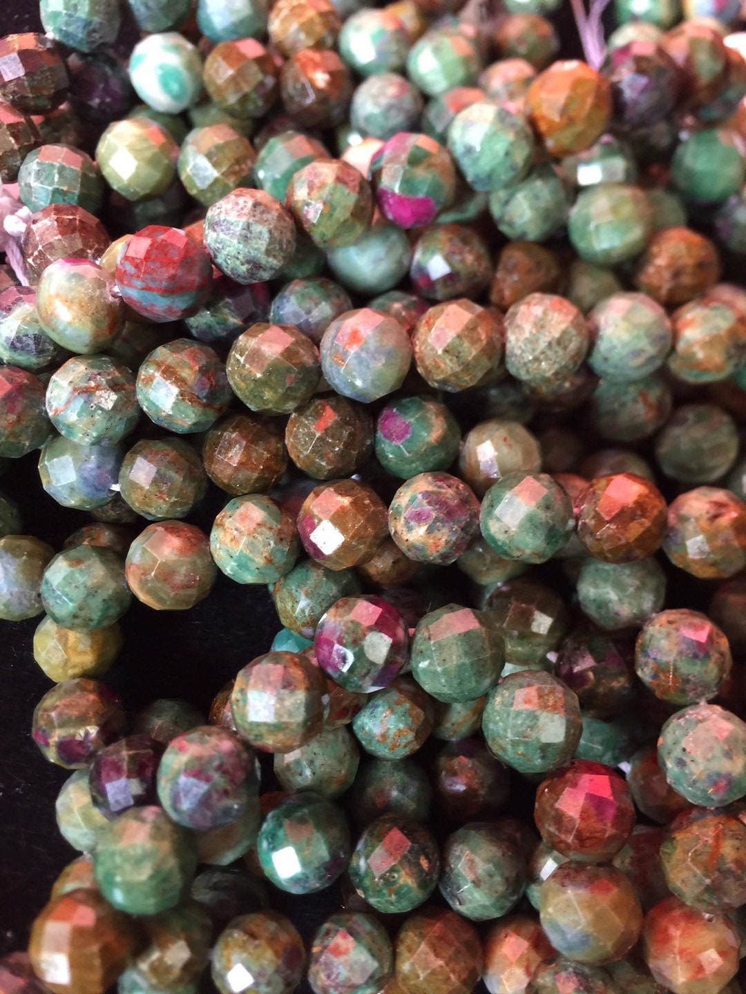 Natural Ruby Fuchsite With Kyanite Bead Faceted Bead . Beautiful Ruby ...