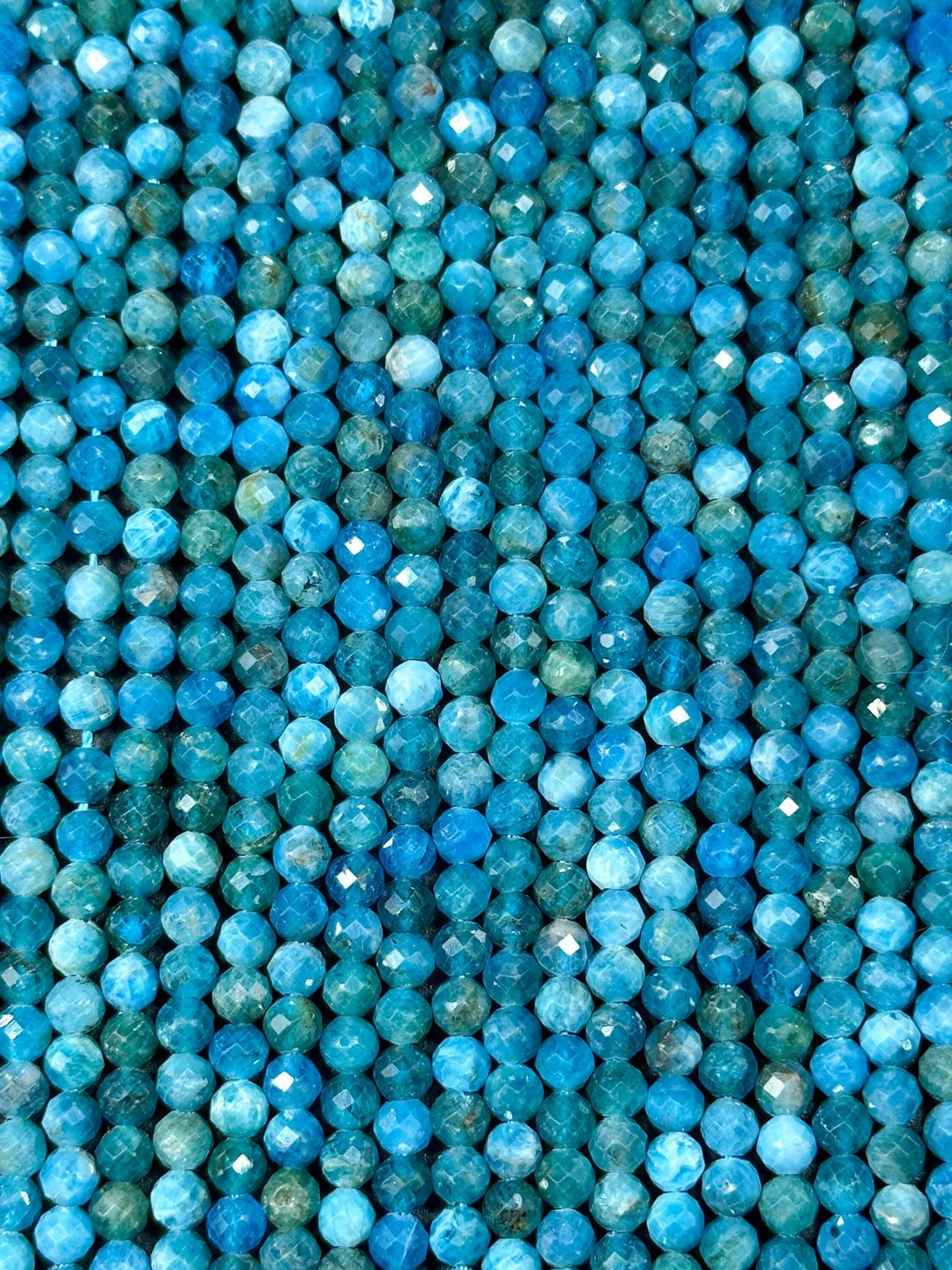 Natural Blue Apatite Gemstone Bead Faceted 4mm Round Bead, Gorgeous ...