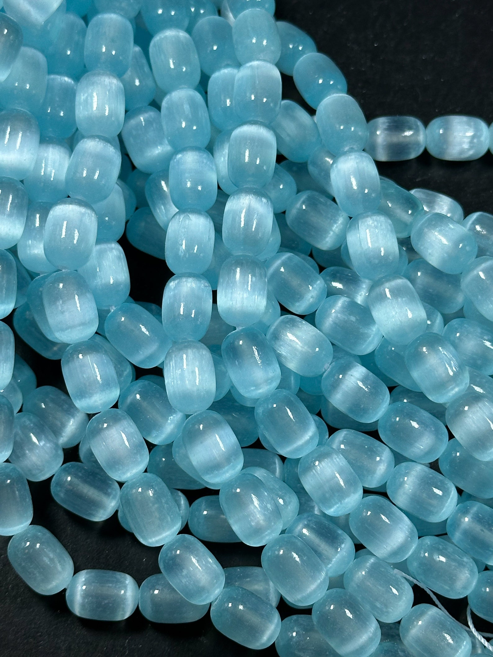 Natural Blue Selenite Gemstone Bead 12x8mm Tube Shape Bead, Beautiful ...