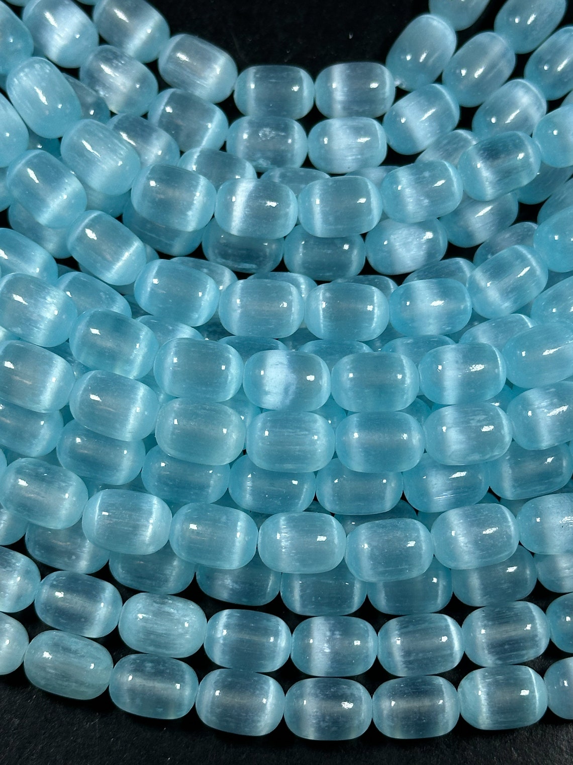 Natural Blue Selenite Gemstone Bead 12x8mm Tube Shape Bead, Beautiful ...