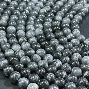 Natural Black Jasper Gemstone Bead 10mm Round Beads, Beautiful Black ...
