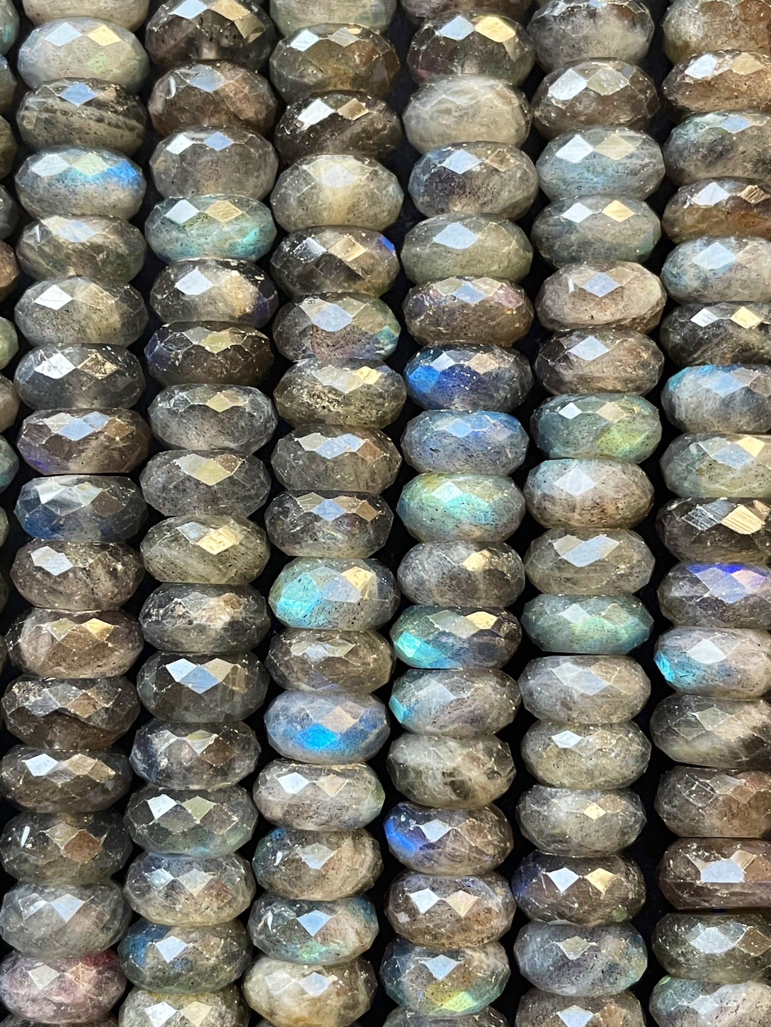 AAA Natural Blue Flash Labradorite Bead. 4x6mm 5x8mm Faceted Rondelle ...