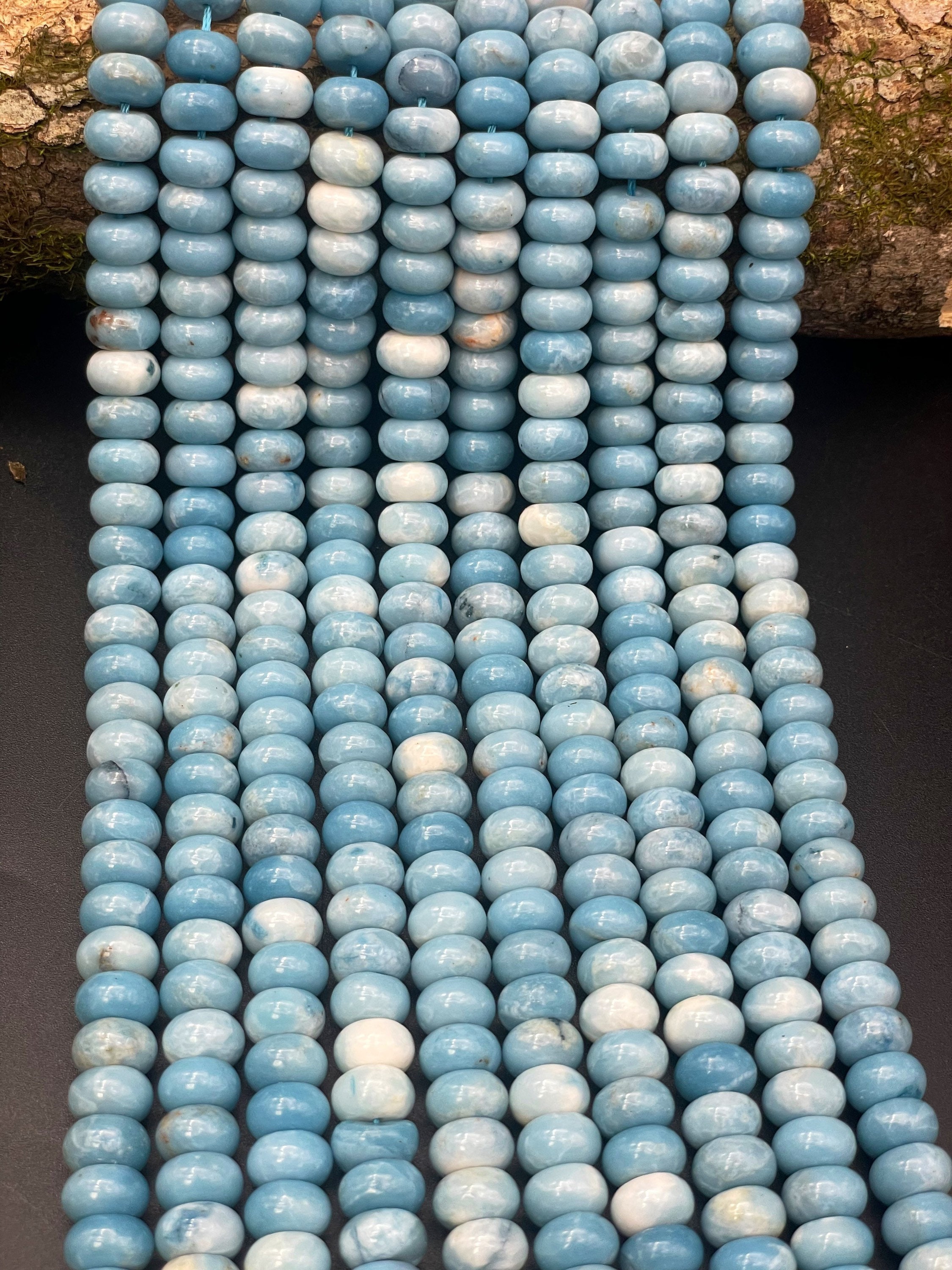 Beautiful Natural Blue Larimar Quartz. 5x8mm 6x9mm Rondelle Shape ...