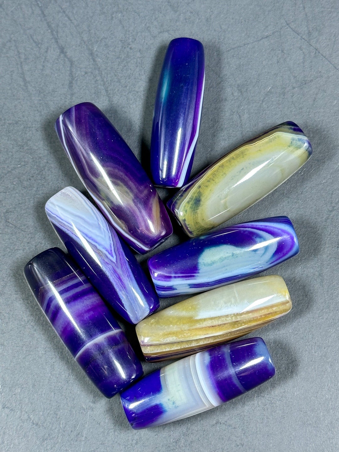 NATURAL Botswana Agate Gemstone Bead 40x13mm Barrel/tube Shape Beads ...