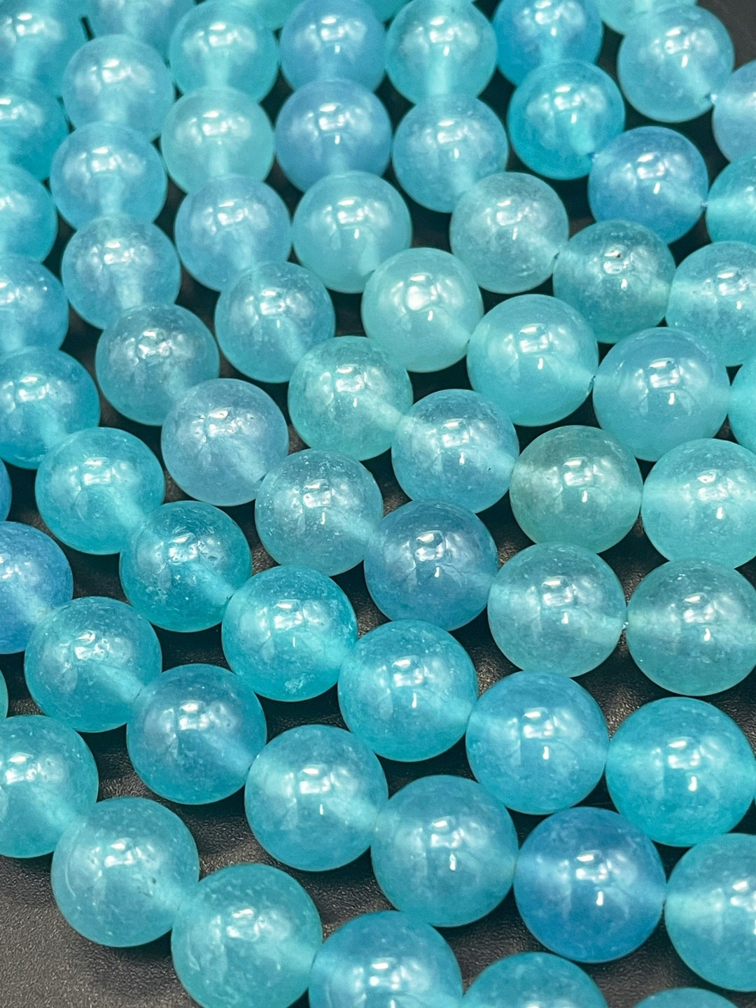 Beautiful Natural Blue Aquamarine Quartz Stone Bead. 6mm 8mm 10mm Round ...