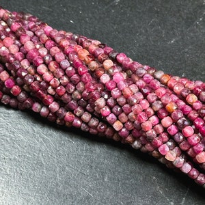 AAA Natural Red Ruby Gemstone Bead Faceted 4mm Cube Shape Bead ...