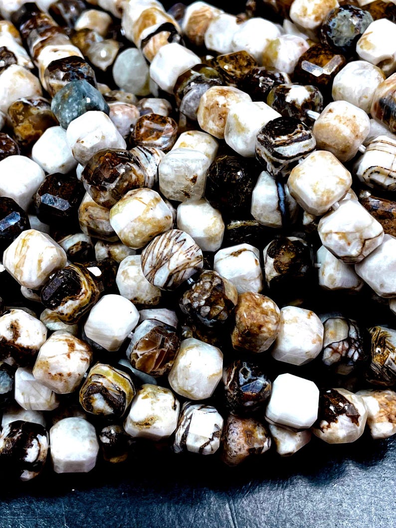 AAA Natural Australia Zebra Jasper Gemstone Bead . Faceted 8mm Cube ...