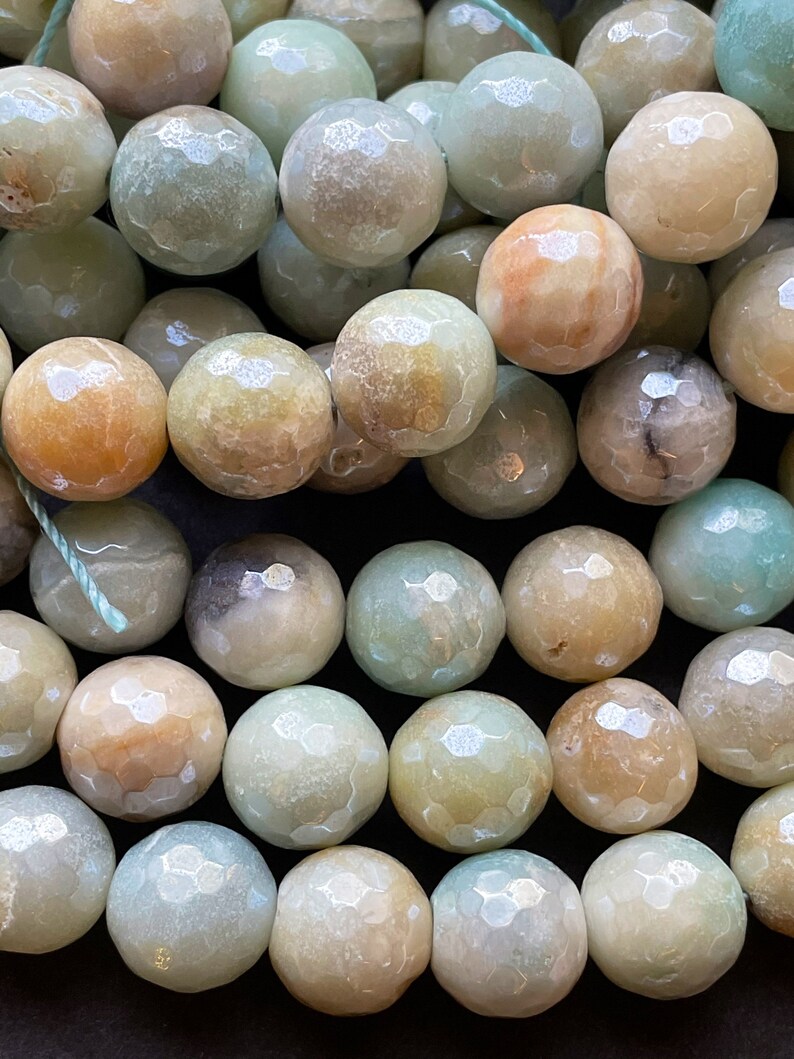 Natural Mystic Amzonite Stone Bead. Faceted 6mm 8mm 10mm 12mm Round ...