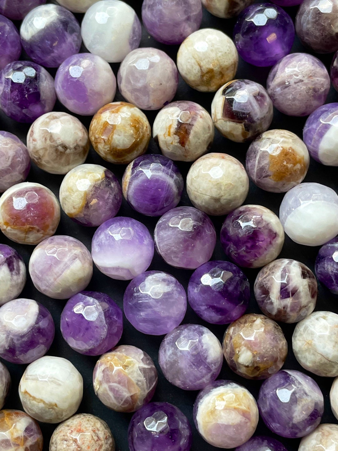 AAA Natural Faceted Flower Amethyst Stone Bead. 6mm 8mm 10mm 12mm Round ...
