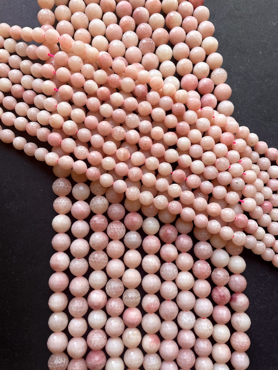 Natural Pink Opal Stone Bead . Faceted 6mm 8mm 10mm 12mm Round Bead ...