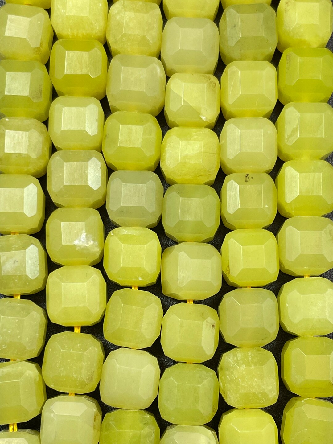 AAA Natural Lemon Jade Stone Bead. Faceted 8mm Cube Shape. Gorgeous ...