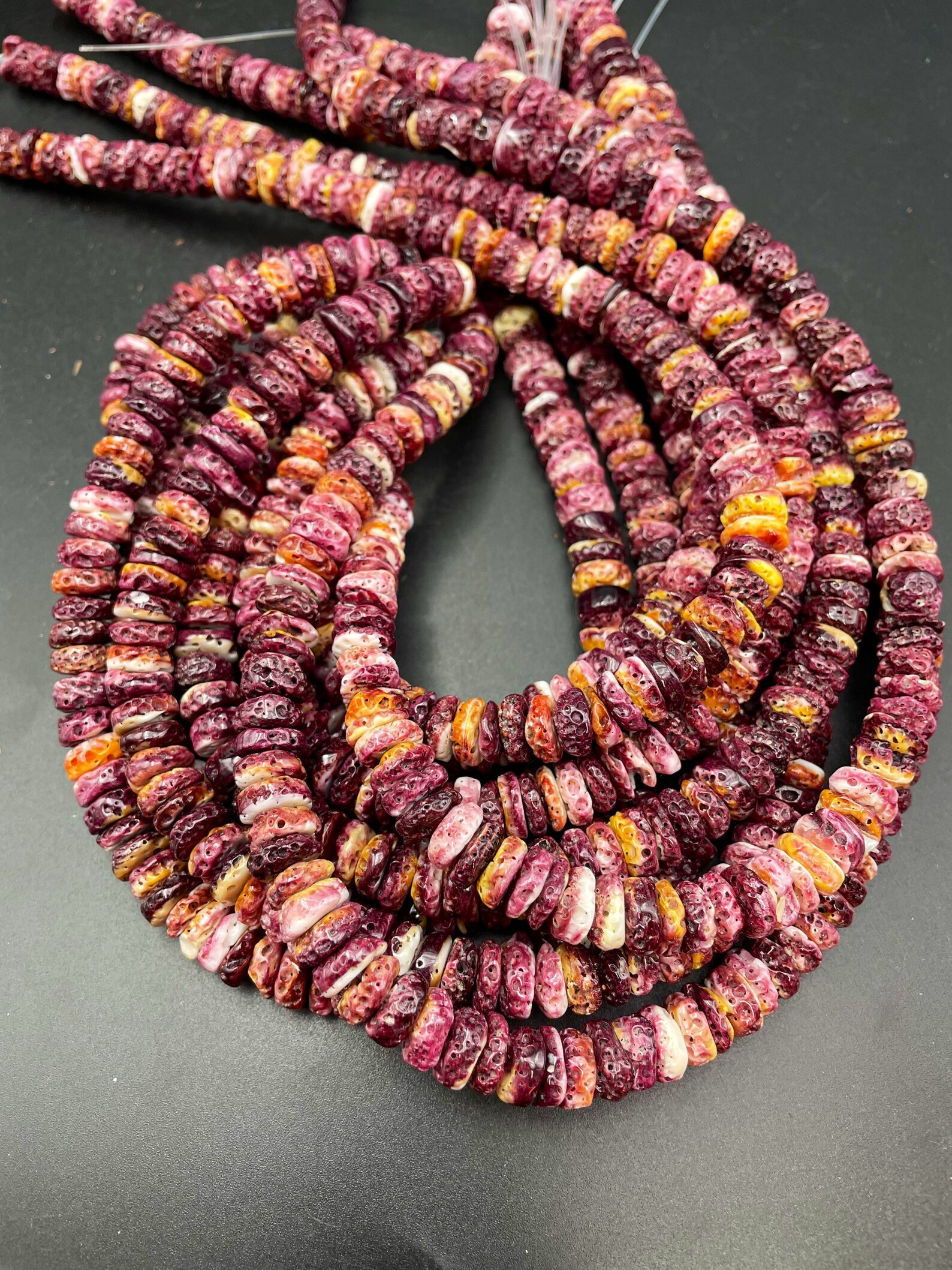 AAA Natural Purple Spiny Oysters Shell Bead. 4x10mm Roundell | Etsy