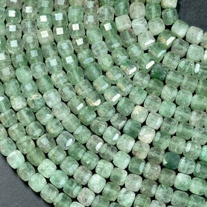 NATURAL Green Strawberry Quartz Gemstone Bead Faceted 6mm Cube Shape ...