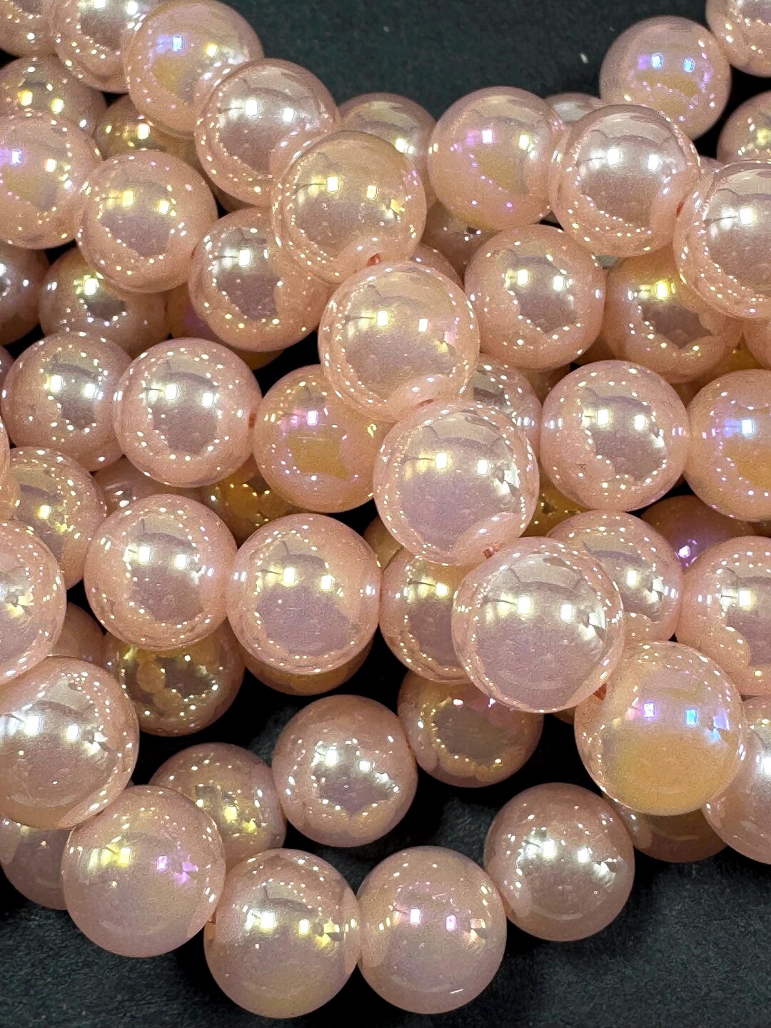 Gorgeous Rainbow Crystal Pearl Beads 6mm 8mm 10mm 12mm Round Bead ...