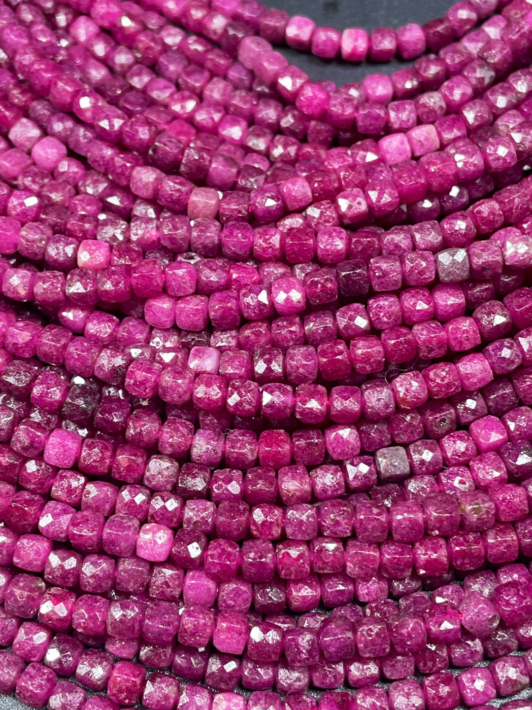 AAA Natural Ruby Gemstone Bead. Faceted 4mm Cube Shape Bead. Gorgeous ...