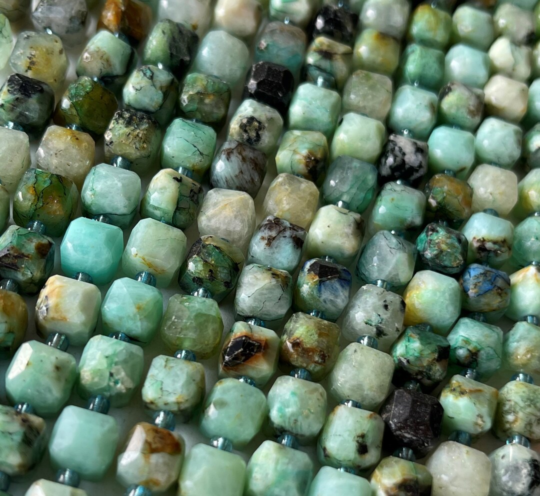 AAA Natural Chrysocolla Gemstone Bead. 8mm Cube Shape. Gorgeous Natural ...