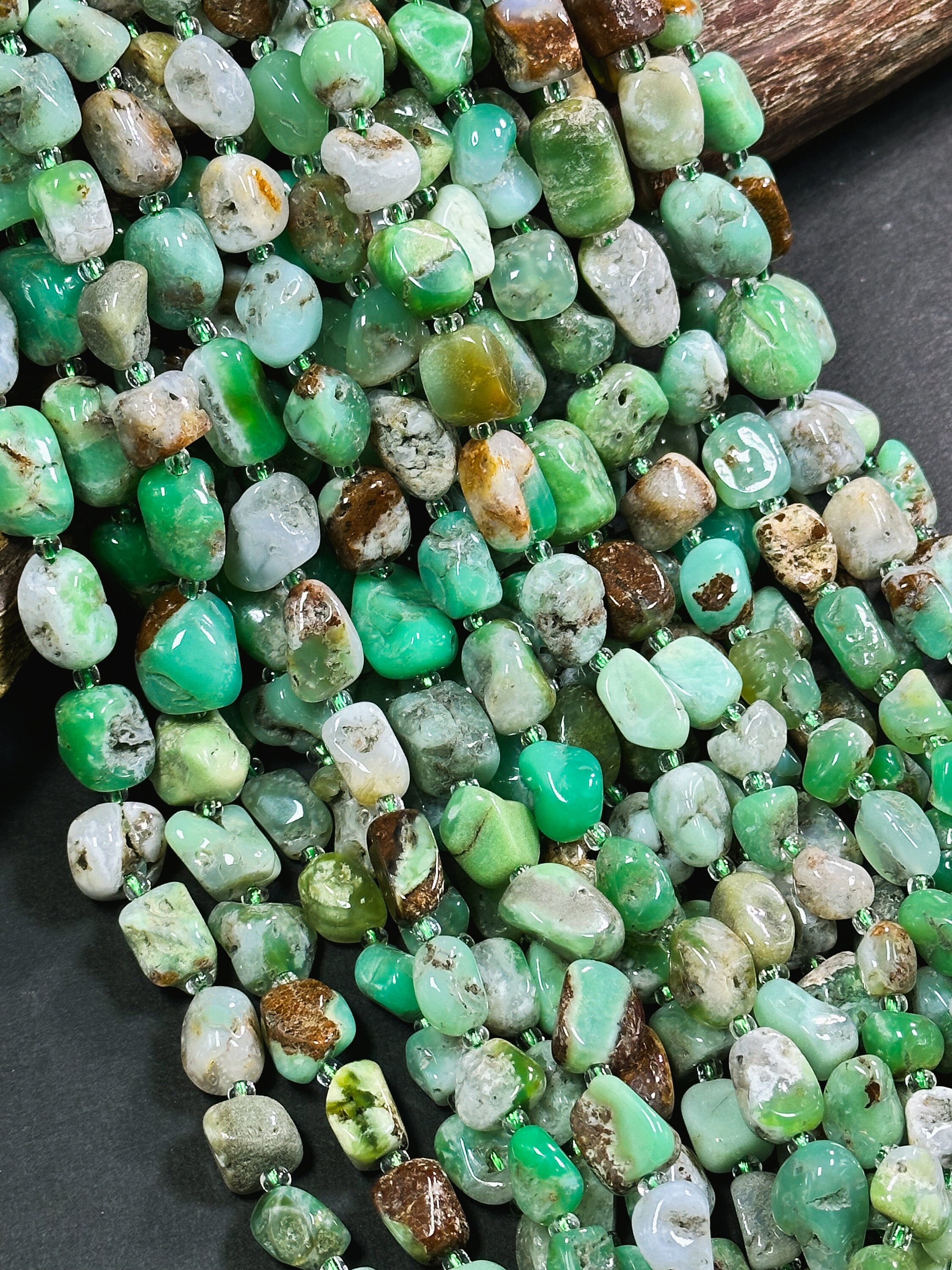 Natural Chrysoprase Gemstone Freeform Pebble Nugget Beads, Beautiful ...