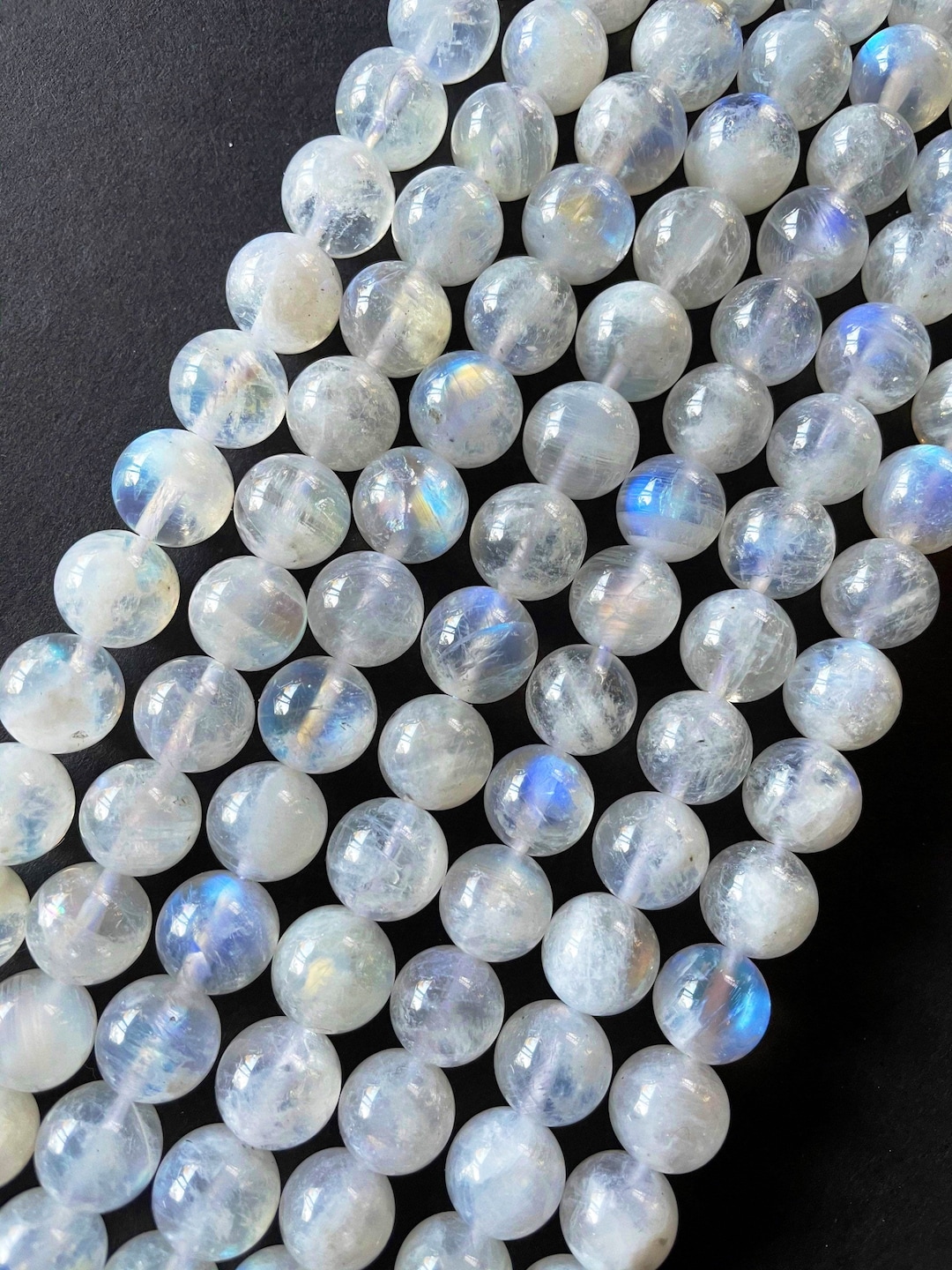 AAA Natural Blue Flash Moonstone 4mm 6mm 8mm 10mm 12mm Rainbow ...