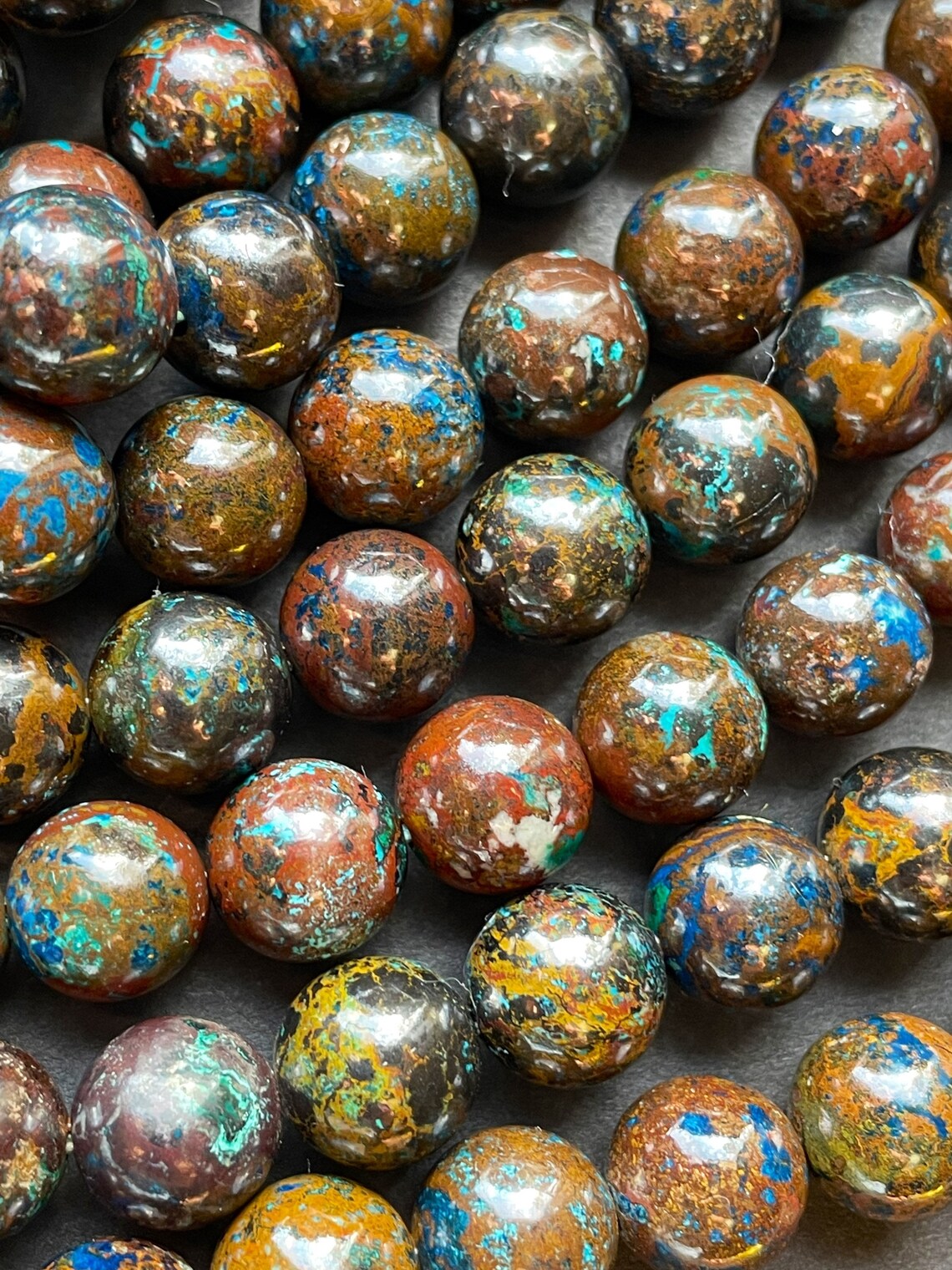 AAA Natural Azurite Stone Bead. 8mm 10mm Round Bead . Gorgeous Natural ...