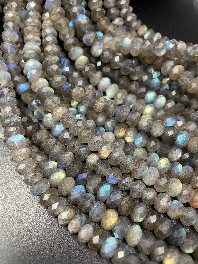 AAA Natural Rainbow Labradorite Stone Bead. Faceted 6x9mm Rondelle ...